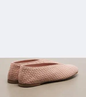 Bottega Veneta Rosa Intrecciato Leather Ballet Flats
