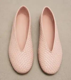 Bottega Veneta Rosa Intrecciato Leather Ballet Flats