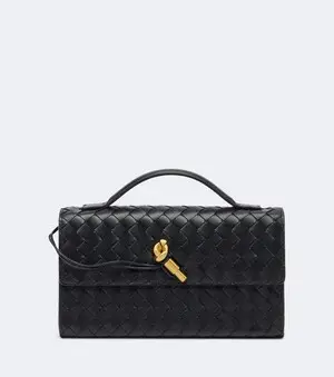 Bottega Veneta Andiamo Small Intrecciato Leather Clutch - Black