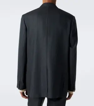 Dries Van Noten Double-breasted Herringbone Wool Blazer