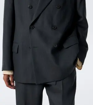Dries Van Noten Double-breasted Herringbone Wool Blazer
