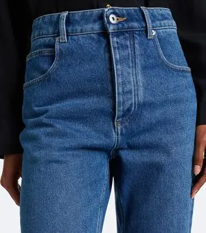 Bottega Veneta Intrecciato Leather-trimmed Slim Jeans