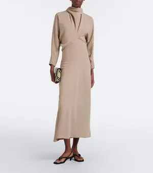 TOTEME Draped Tie-neck Cady Midi Dress
