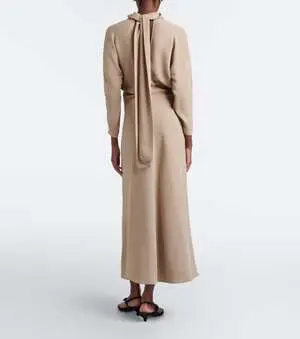 TOTEME Draped Tie-neck Cady Midi Dress