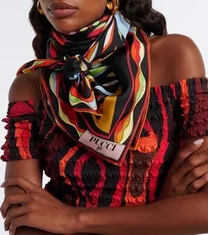 Emilio Pucci Fiamme And Nawaho Silk Twill Scarf