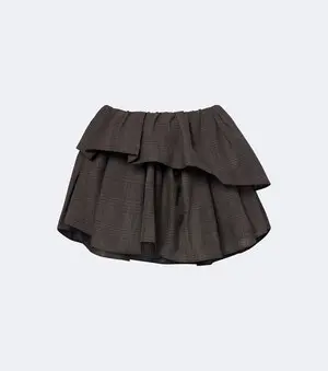 Acne Studios Ruffled Checked Wool-blend Miniskirt
