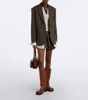 Acne Studios Ruffled Checked Wool-blend Miniskirt
