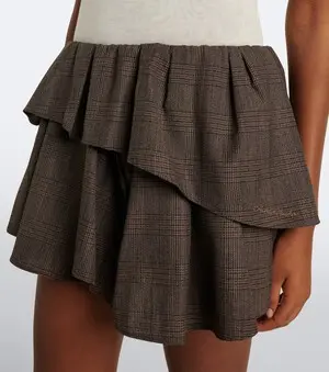Acne Studios Ruffled Checked Wool-blend Miniskirt