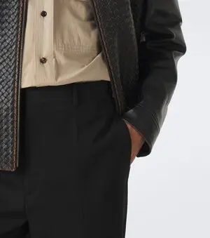 Bottega Veneta Wool Grain De Poudre Straight Leg Trousers