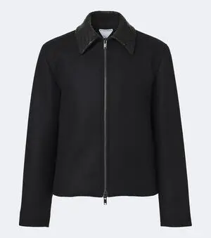 Bottega Veneta Leather-trimmed Wool Felt Jacket - Black