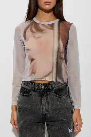 CARNE BOLLENTE Sheer Printed Long Sleeve Top
