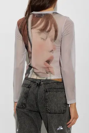 CARNE BOLLENTE Sheer Printed Long Sleeve Top