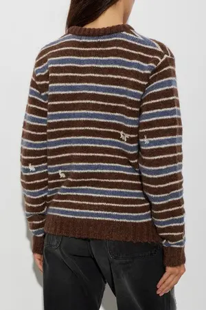 CARNE BOLLENTE Striped Knit Sweater With Embroidered Accents