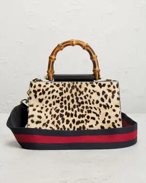 FWRD RENEW Gucci Leopard Print Calf Hair Bamboo Nymphaea Handbag