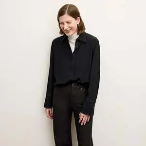 M.M.LAFLEUR Mira Anywhere Shirt Washable Silk Top Stitch:: Black - One-color