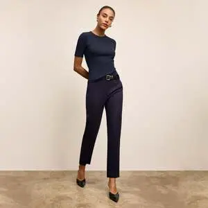 M.M.LAFLEUR Blanche Button-back Top Plush Pima:: Dark Navy - One-color