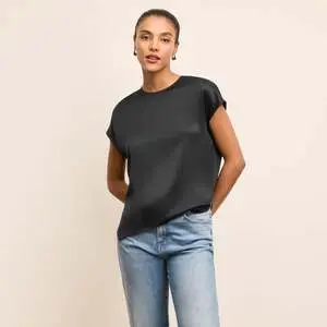 M.M.LAFLEUR Didion Drape Top Washable Silk Charmeuse:: Black - One-color