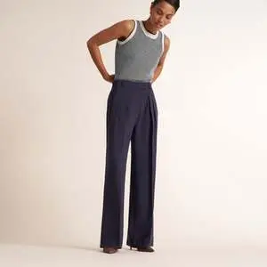 M.M.LAFLEUR Bia Pleated Trouser Everyday Crepe With Topstitch:: Oxford - One-color