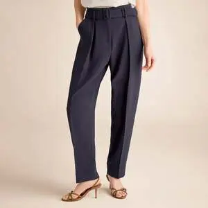 M.M.LAFLEUR Cayen Belted Tapered Trouser Everyday Crepe With Topstitch:: Oxford - One-color