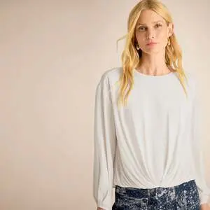 M.M.LAFLEUR Bali Gathered Blouse Eco Drape:: Ivory - One-color
