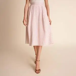 M.M.LAFLEUR Easton Vacation Skirt Striped Dobby:: Ivory/melon - One-color