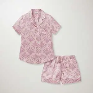 PETITE PLUME Silk Short Sleeve Short Set:: Blush Tide