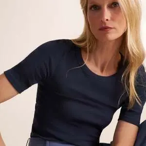 M.M.LAFLEUR Chana Fitted T-shirt Ribbed Pima Cotton:: Oxford - One-color