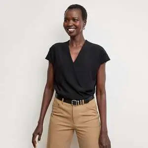 M.M.LAFLEUR Antonia Faux Wrap Top Eco Soft Wave:: Black