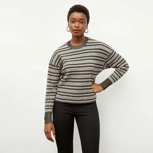 M.M.LAFLEUR Tyler Pullover Cable Stripe:: Black / White - One-color