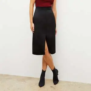 M.M.LAFLEUR Penny Skirt Everyday Satin:: Black - One-color