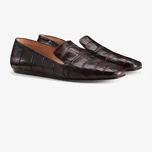 M.M.LAFLEUR Grace Loafer Embossed Croc:: Brown
