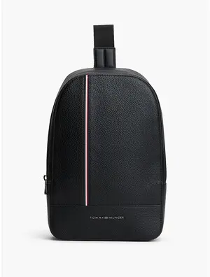 Tommy Hilfiger Signature Stripe Pebbled Sling Bag - Black
