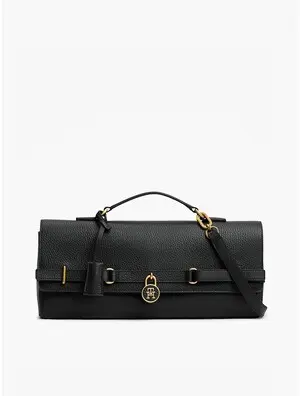 Tommy Hilfiger Pebbled Leather East-west Clutch - Black