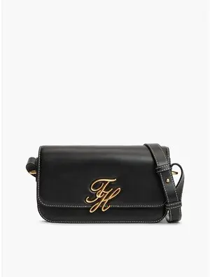 Tommy Hilfiger Script Monogram Leather Crossbody Bag - Black