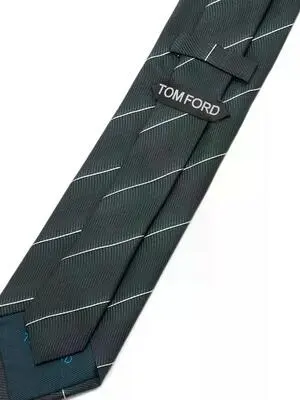 TOM FORD Diagonal-stripe Silk Tie - Green