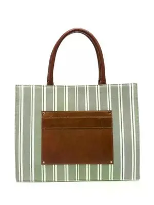 MAISON123 Striped Cotton Tote Bag - Green