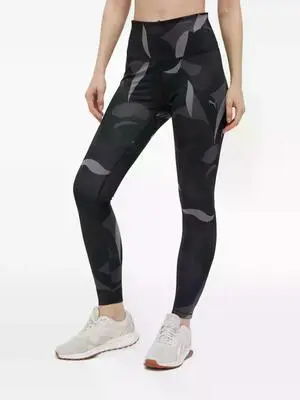 PUMA Abstract-print Mesh-panel Leggings - Black