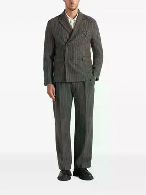 Manière De Voir Didier In Double-breasted Wool Pinstripe Suit Blazer