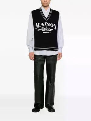 MAISON MARGIELA Logo-embroidered V-neck Gilet - Black