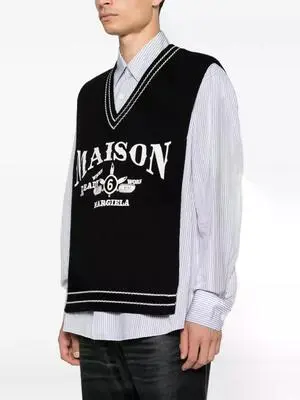 MAISON MARGIELA Logo-embroidered V-neck Gilet