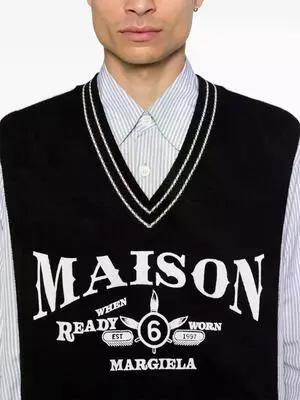 MAISON MARGIELA Logo-embroidered V-neck Gilet