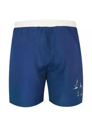 EXIT SOCIETY Bird-print Drawstring Swim Shorts - Blue