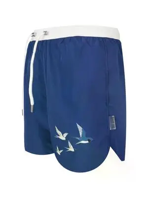 EXIT SOCIETY Bird-print Drawstring Swim Shorts