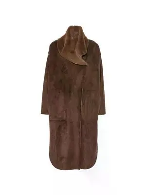 COLLECTION PRIVEE? Faux-shearling Oversized Coat - Brown