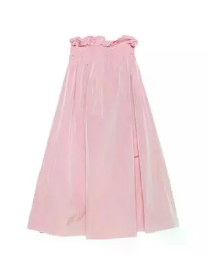 CO.GO Ruffled-waist Pleated Maxi Skirt - Pink