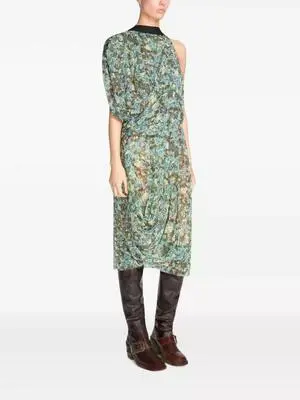 Dries Van Noten Asymmetrical Pleated Dress