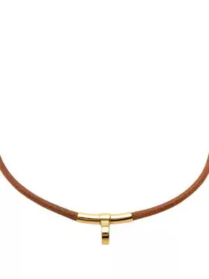 Hermès 1990-2000 Leather Kite Choker Necklace Costume Necklace