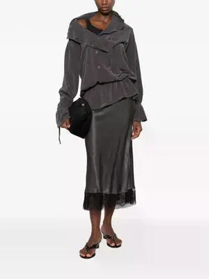 VIRGINIA BIZZI Lace-trim Satin Midi Skirt