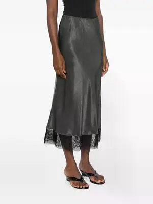 VIRGINIA BIZZI Lace-trim Satin Midi Skirt