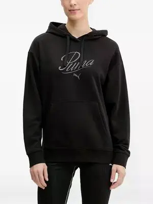 PUMA Essentials Script Logo-embroidered Drawstring Hoodie - Black